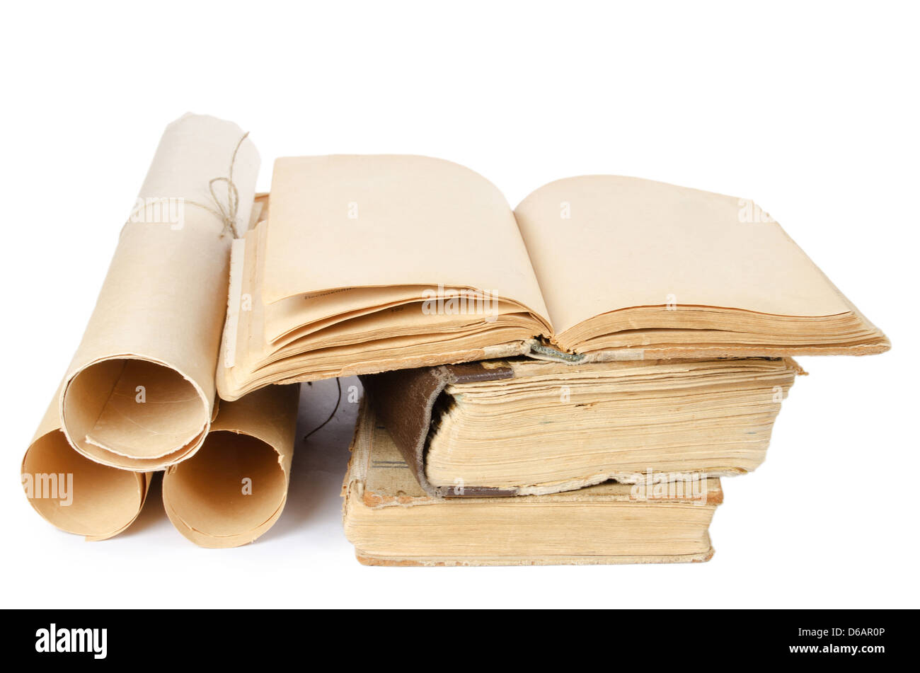 Many ancient scrolls and old books Stock Photo - Alamy