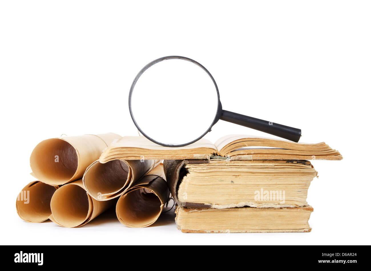 Many ancient scrolls and old books Stock Photo - Alamy