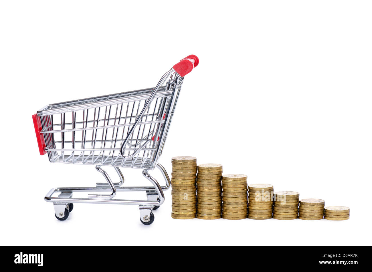 shopping cart and coins Stock Photo - Alamy