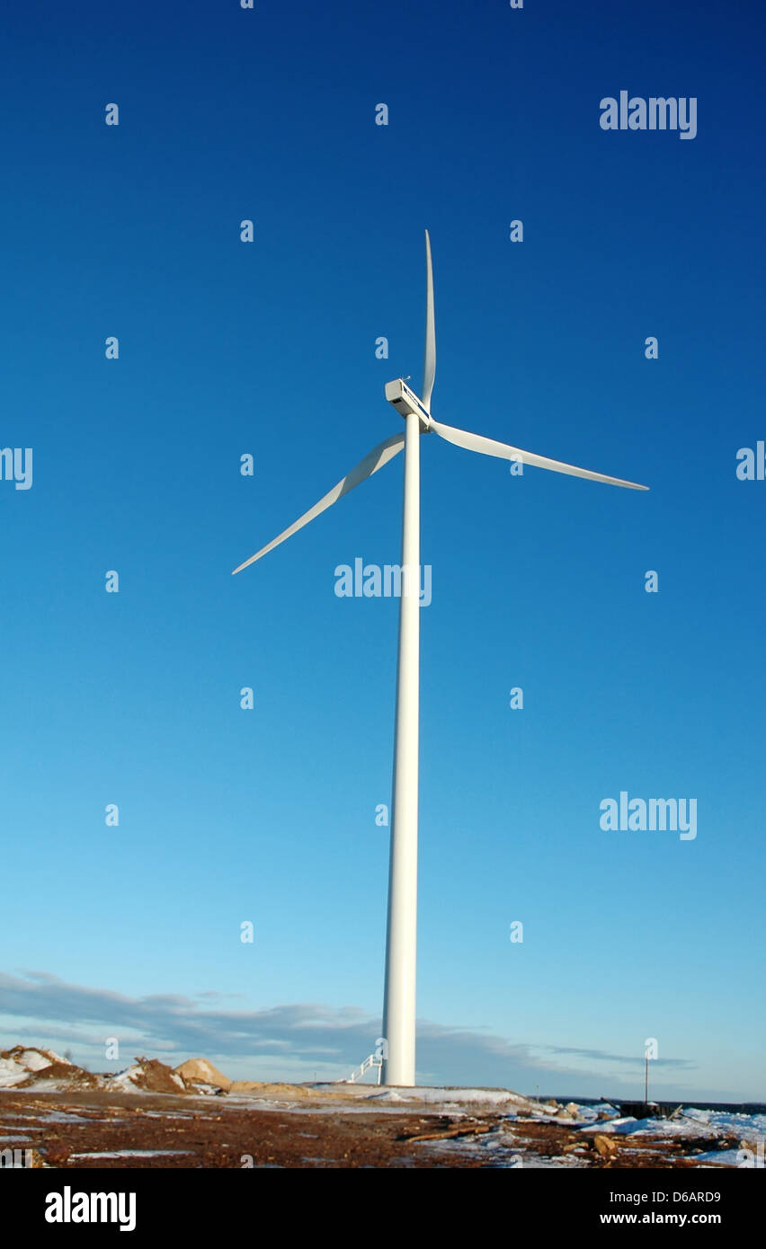 wind turbine generating electricity at seaside in Sweden Stock Photo ...