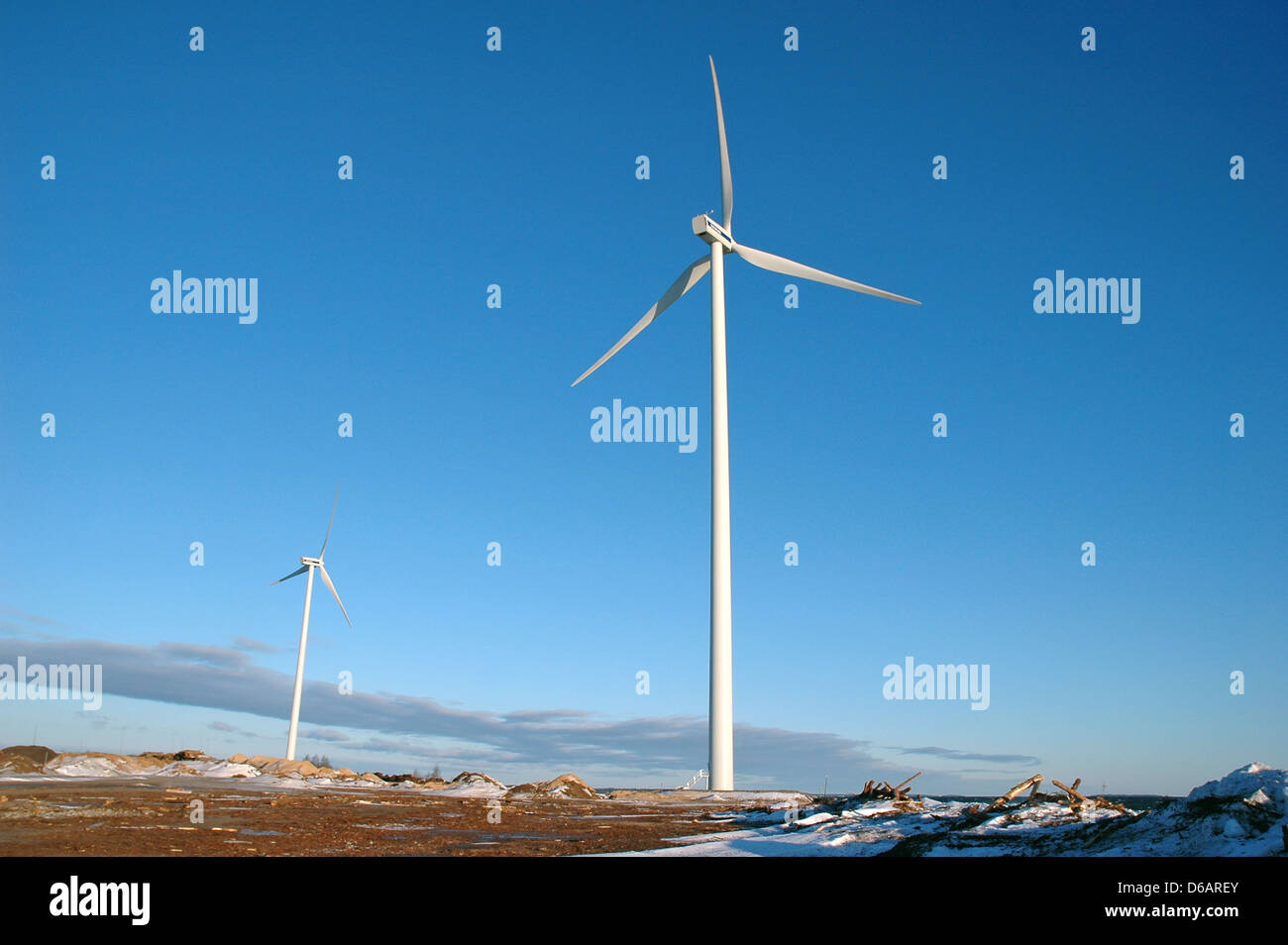 wind turbine generating electricity at seaside in Sweden Stock Photo ...