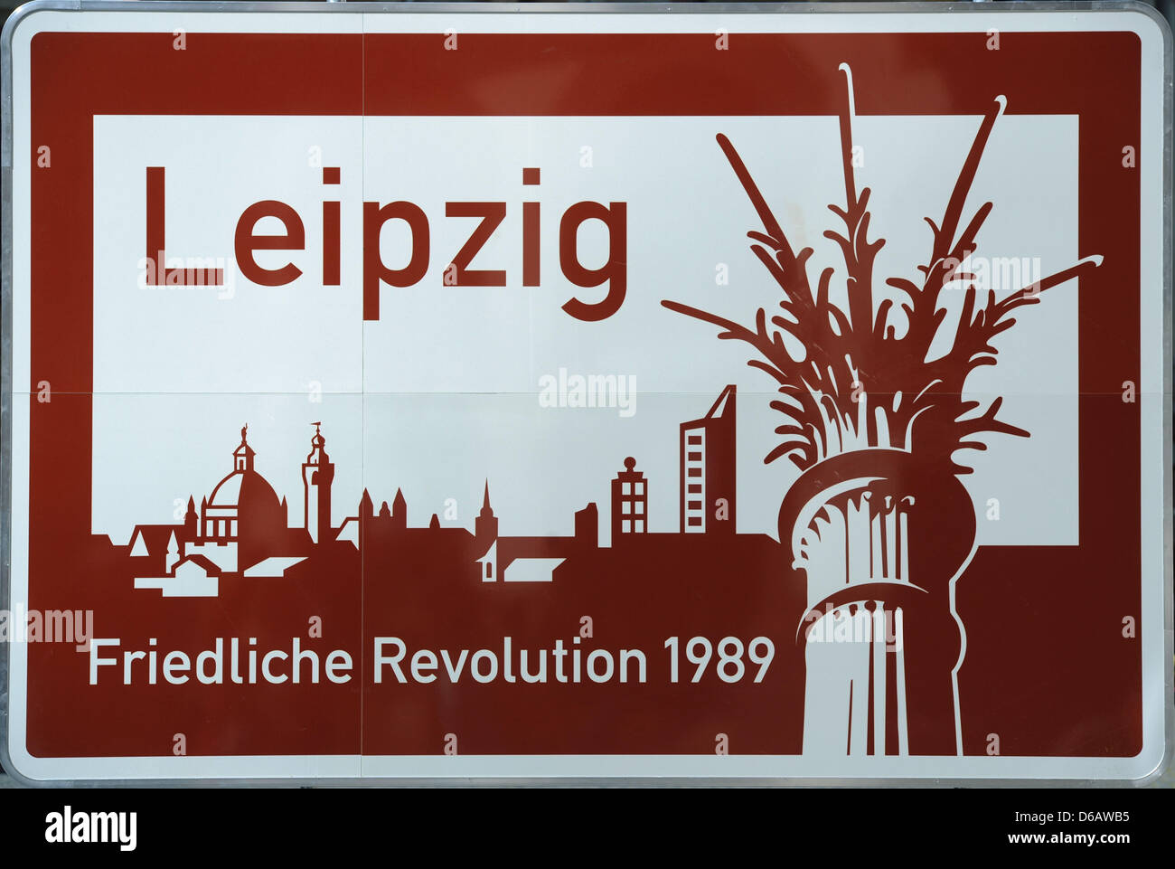 The new Autobahn sign of Leipzig, advertising the city as the place of ...