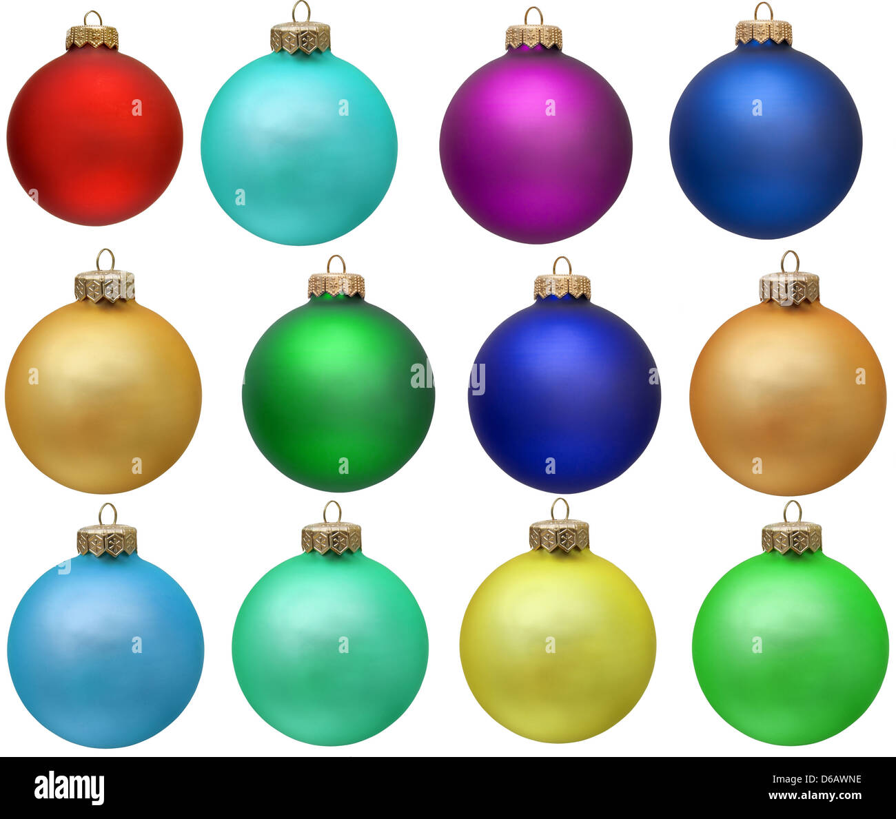 collection of colored christmas ornament . Isolated over white Stock ...