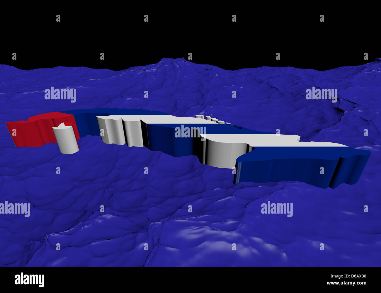 Cuba map flag in abstract ocean illustration Stock Photo - Alamy