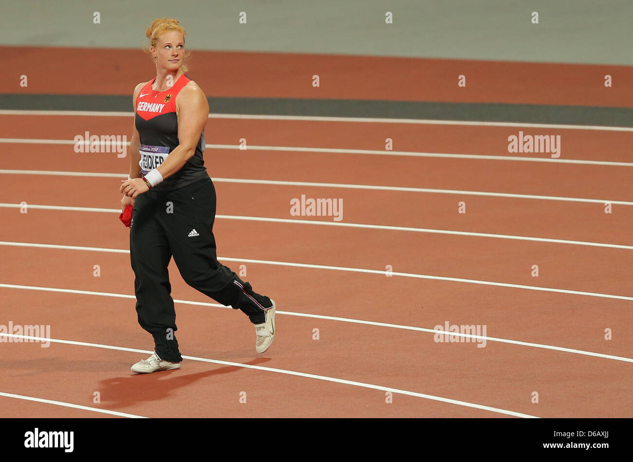 Germany's Betty Heidler reacts during the Women's Hammer Throw final at ...