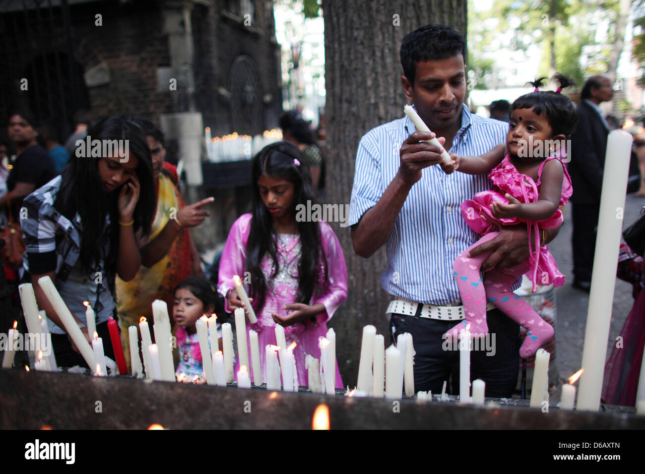 People light candles at the Christian pilgrimage site Kevelaer, Germany ...