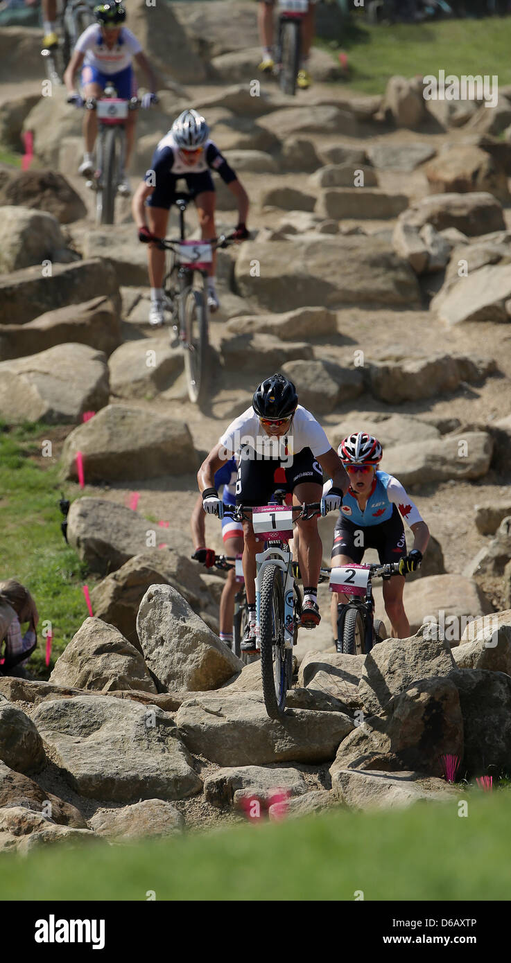 Sabine Spitz of Germany leads the pack during the Women's Cross-country ...
