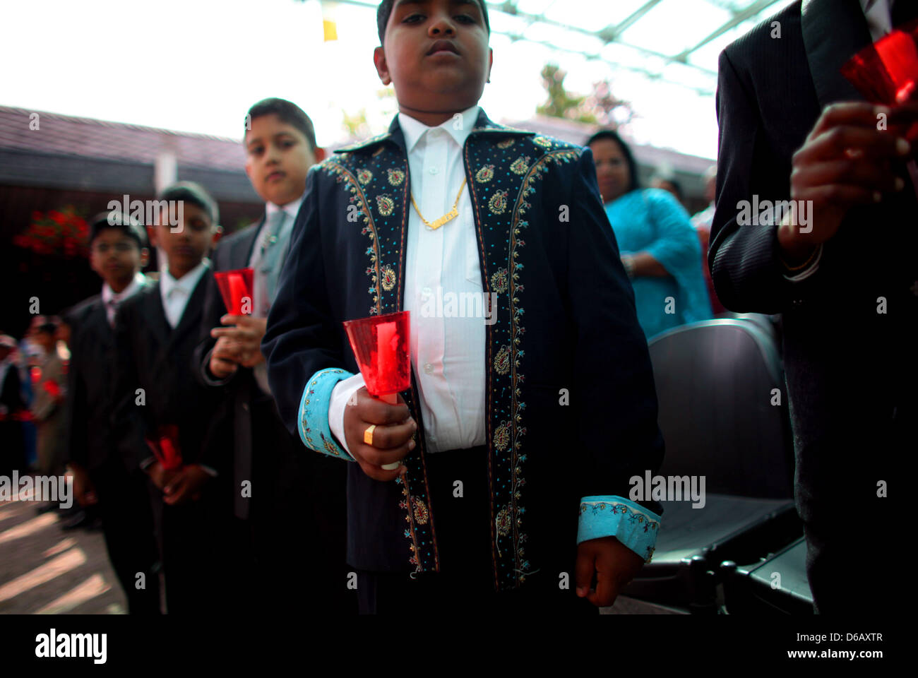 Tamil children attend a service at the Christian pilgrimage site ...