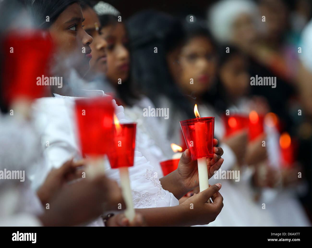 Tamil children attend a Communion at the Christian pilgrimage site ...