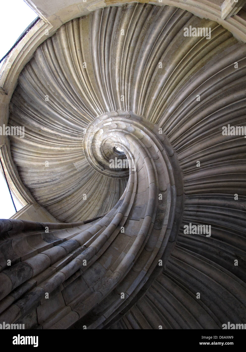 A circular staircase made of stone is visible at the renaissance Palace ...
