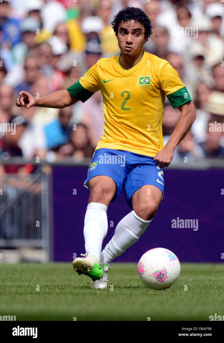 Brazil's Rafael controls the ball duiring the Men's Soccer Gold Medal ...