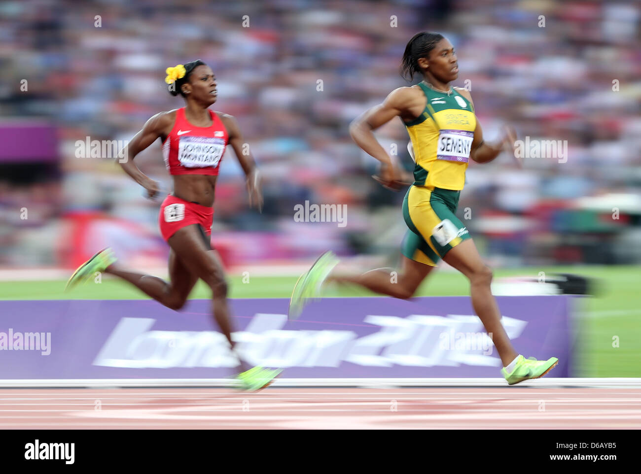 Caster Semenya (R) of South Africa and Alysia Johnson Montano of USA in ...