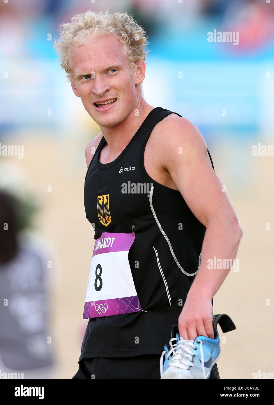Steffen Gebhardt of Germany reacts after finishing combined event ...