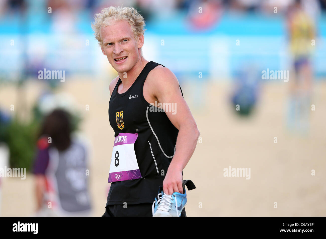 Steffen Gebhardt of Germany reacts after finishing combined event ...