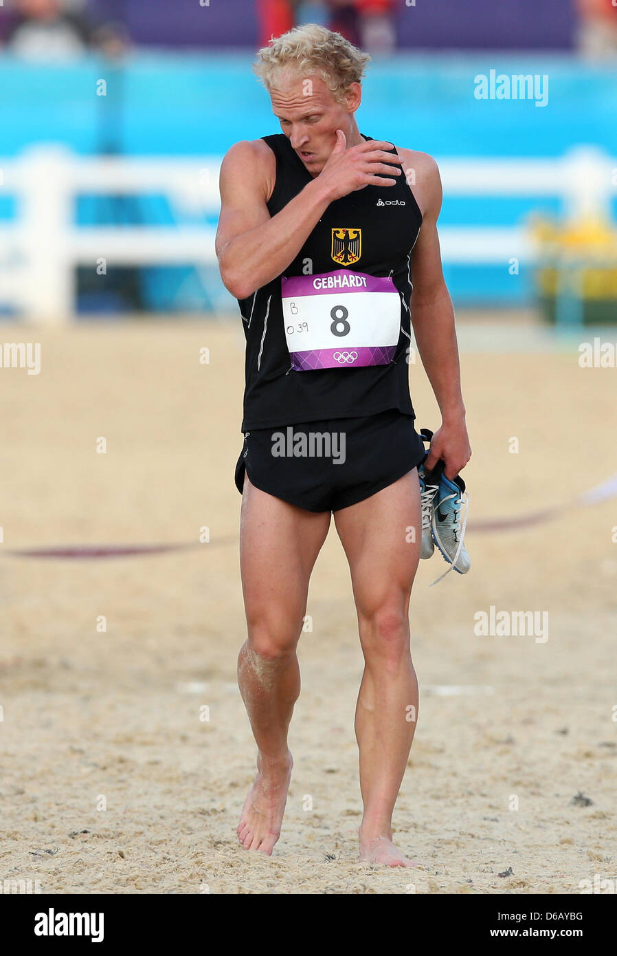 Steffen Gebhardt of Germany reacts after finishing combined event ...