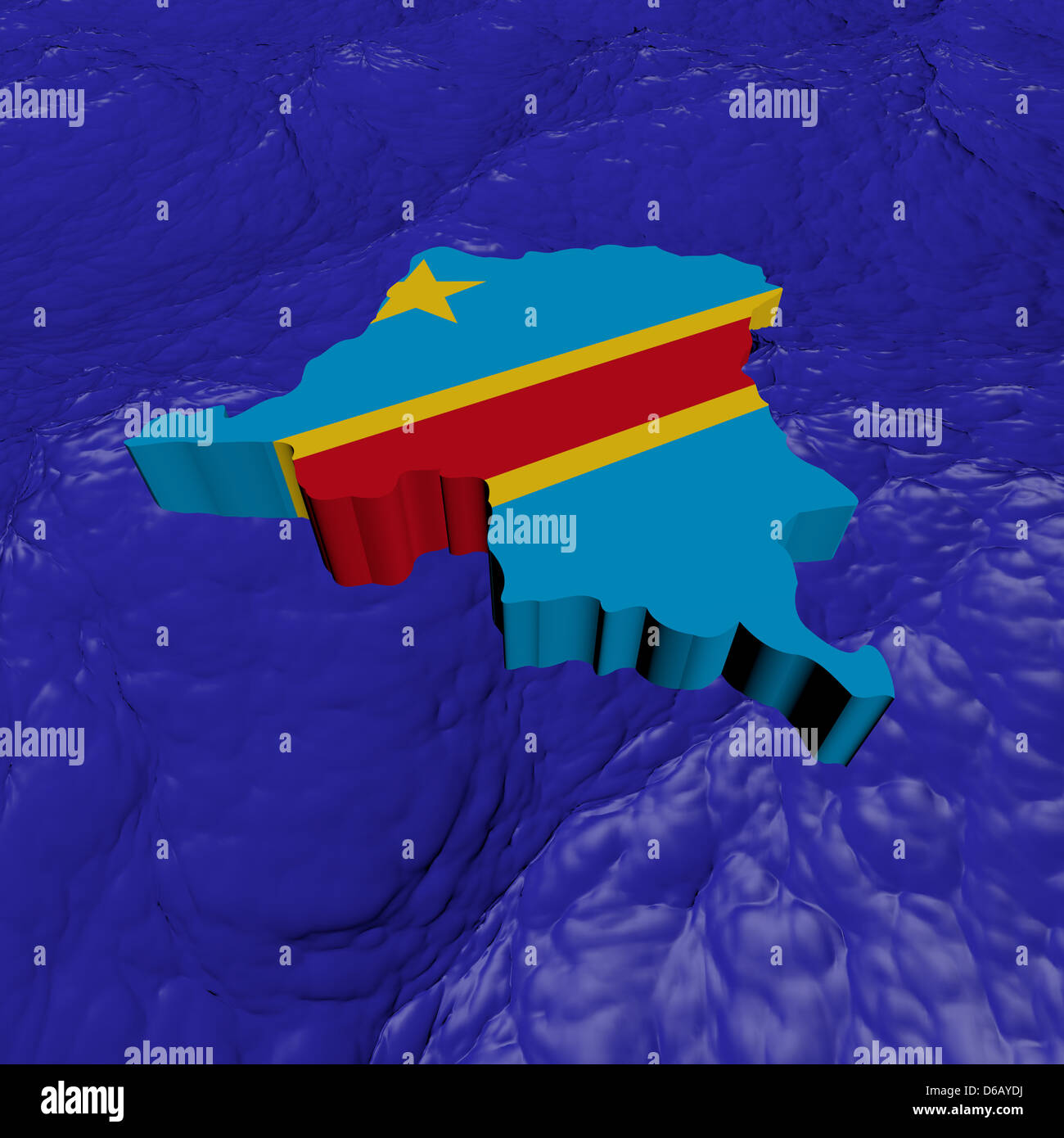 Democratic Republic Congo map flag in abstract ocean illustration Stock ...