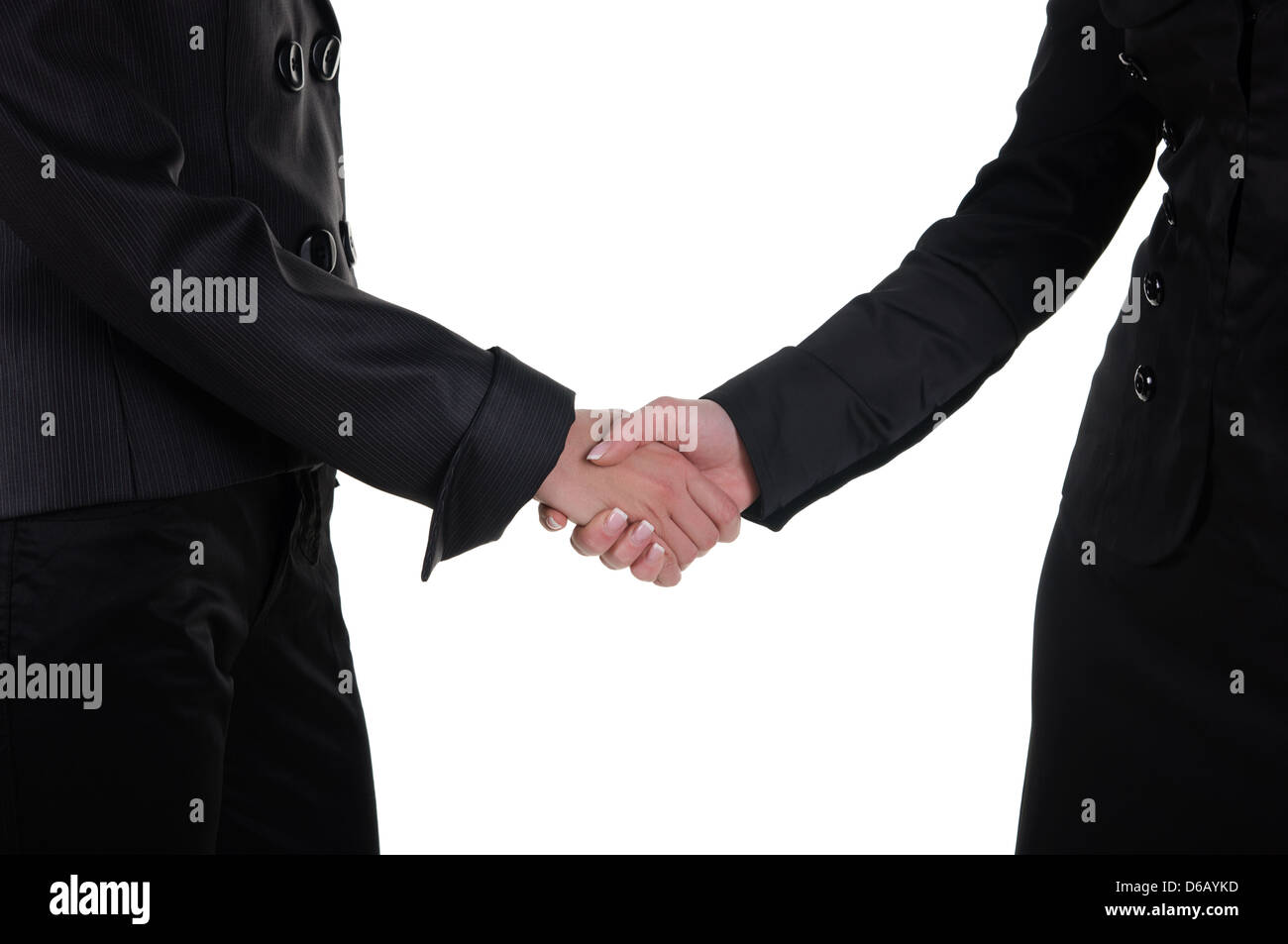 Hand shake of two women. Isolated over white Stock Photo - Alamy