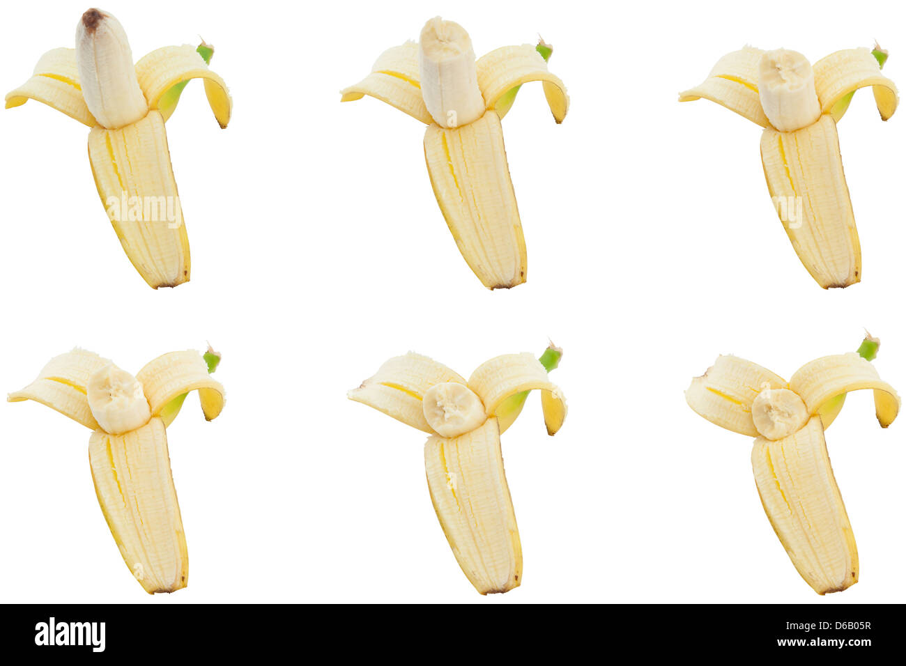 collection of banana bite. Isolated over white Stock Photo - Alamy