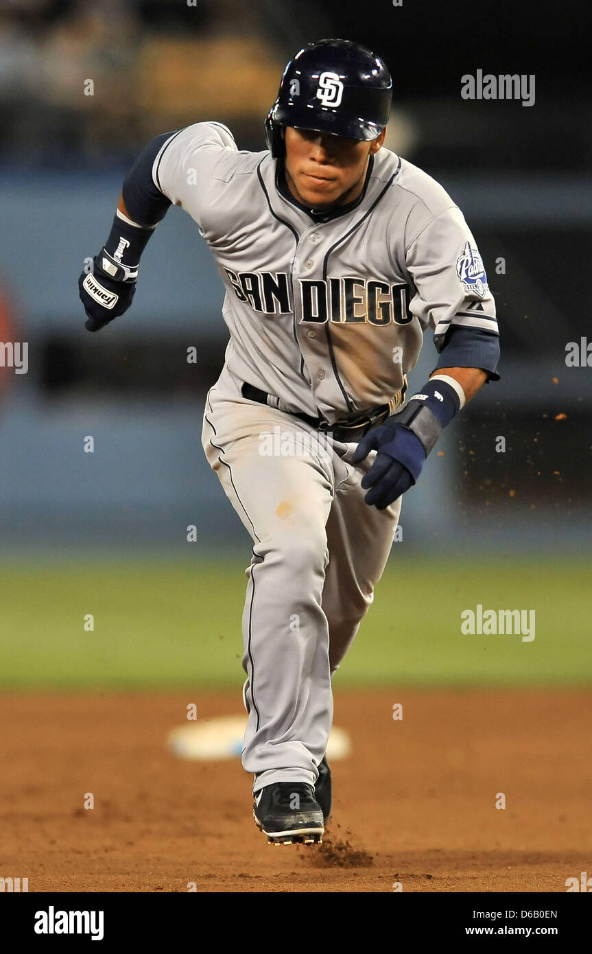 Los Angeles, CA. USA. April 15, 2013 San Diego Padres pitcher Eric ...