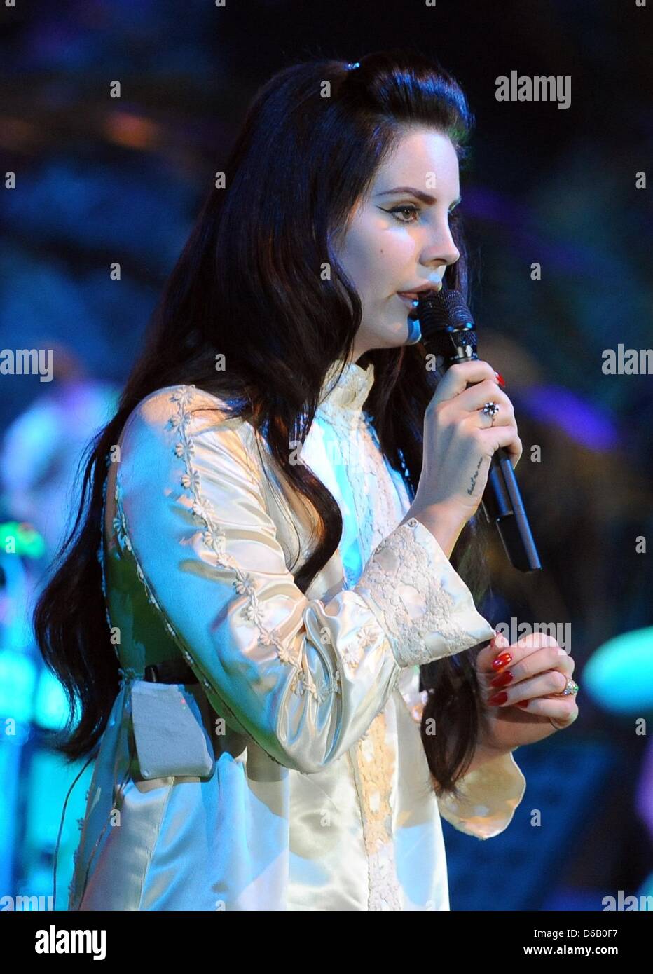 Berlin, Germany, 15 April 2013. US-American singer Lana Del Rey sings ...