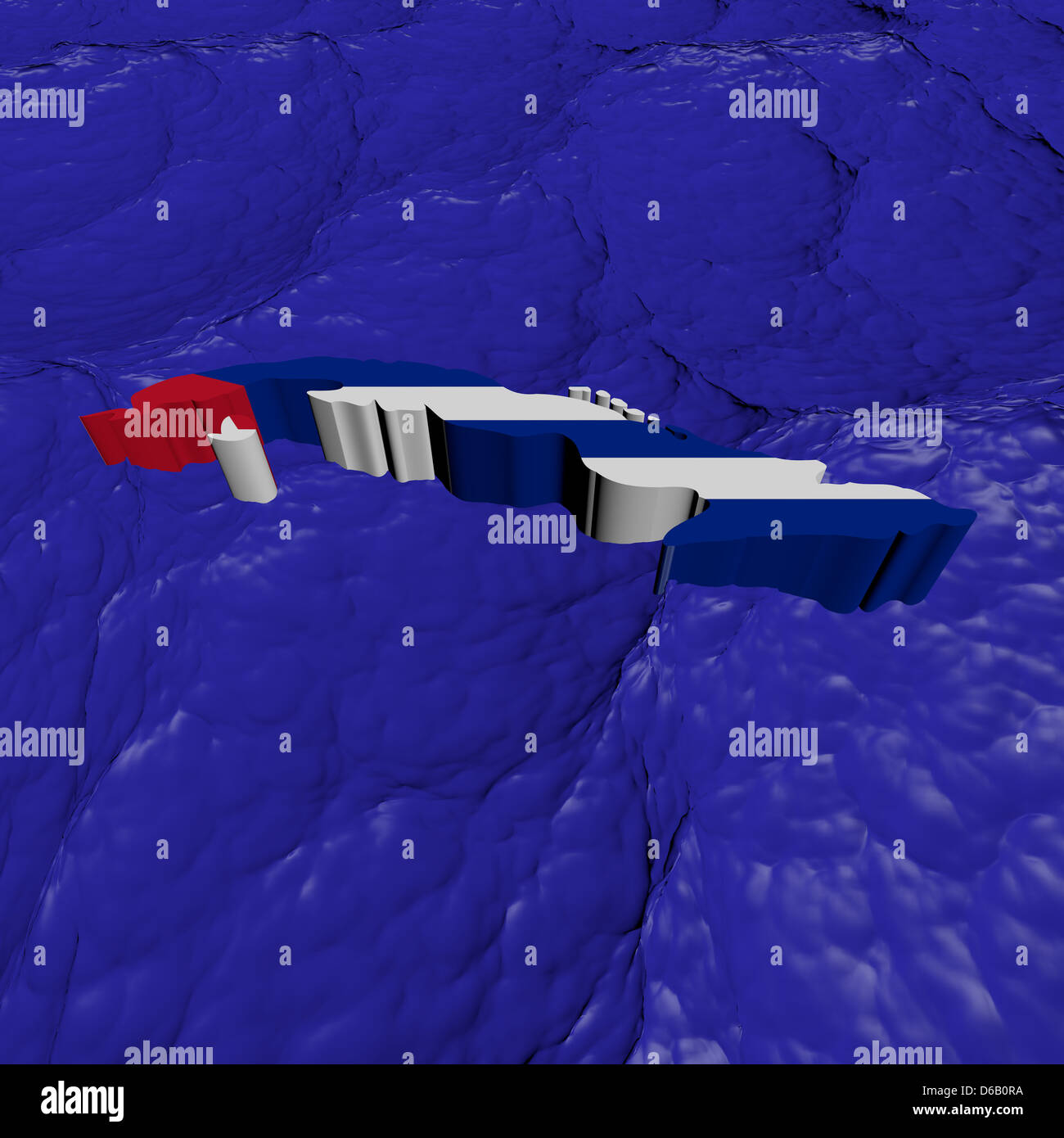 Cuba map flag in abstract ocean illustration Stock Photo - Alamy