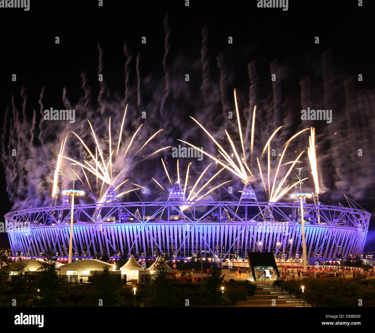 Fireworks above the olympic stadium during the closing ceremony at the ...