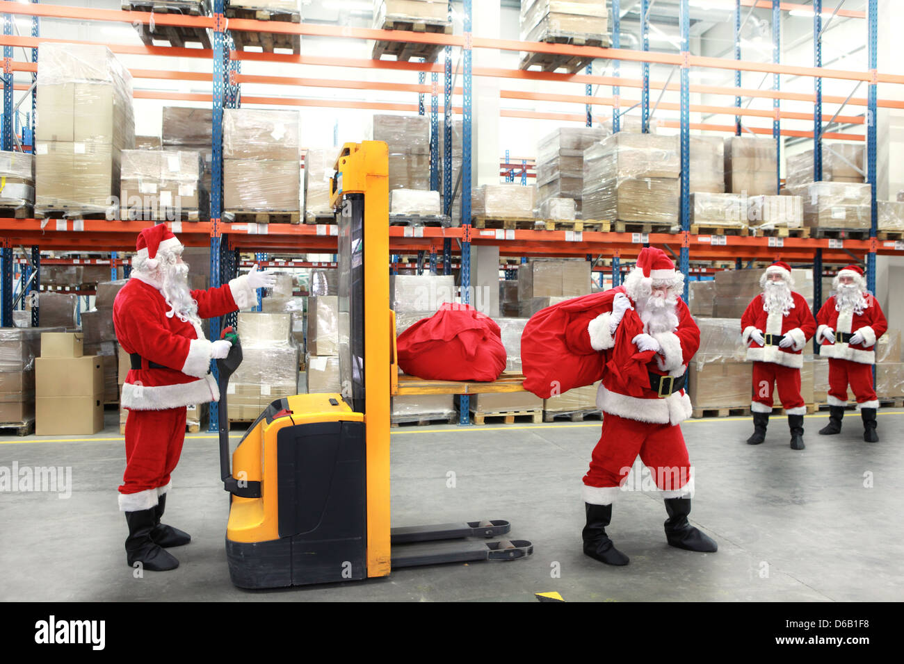 logistics,santa clause,forklift,christmas preparation Stock Photo - Alamy