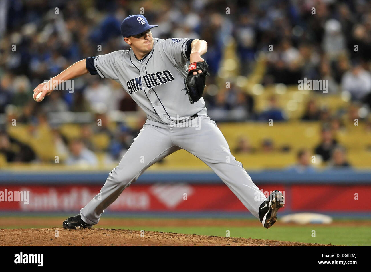 Los Angeles, CA. USA. April 15, 2013 San Diego Padres pitcher Eric ...