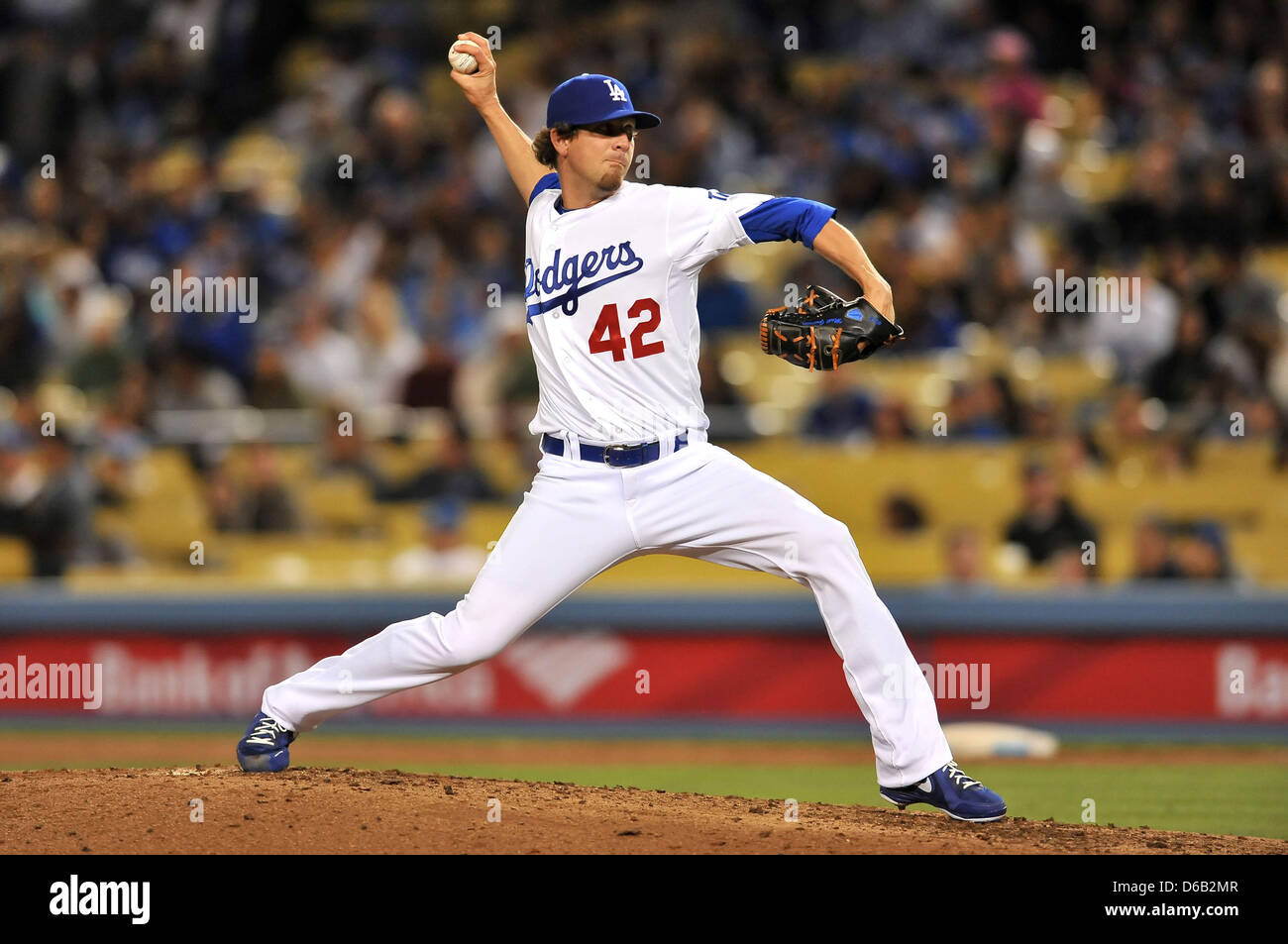 Los Angeles, CA. USA. April 15, 2013 Los Angeles Dodgers relief pitcher ...