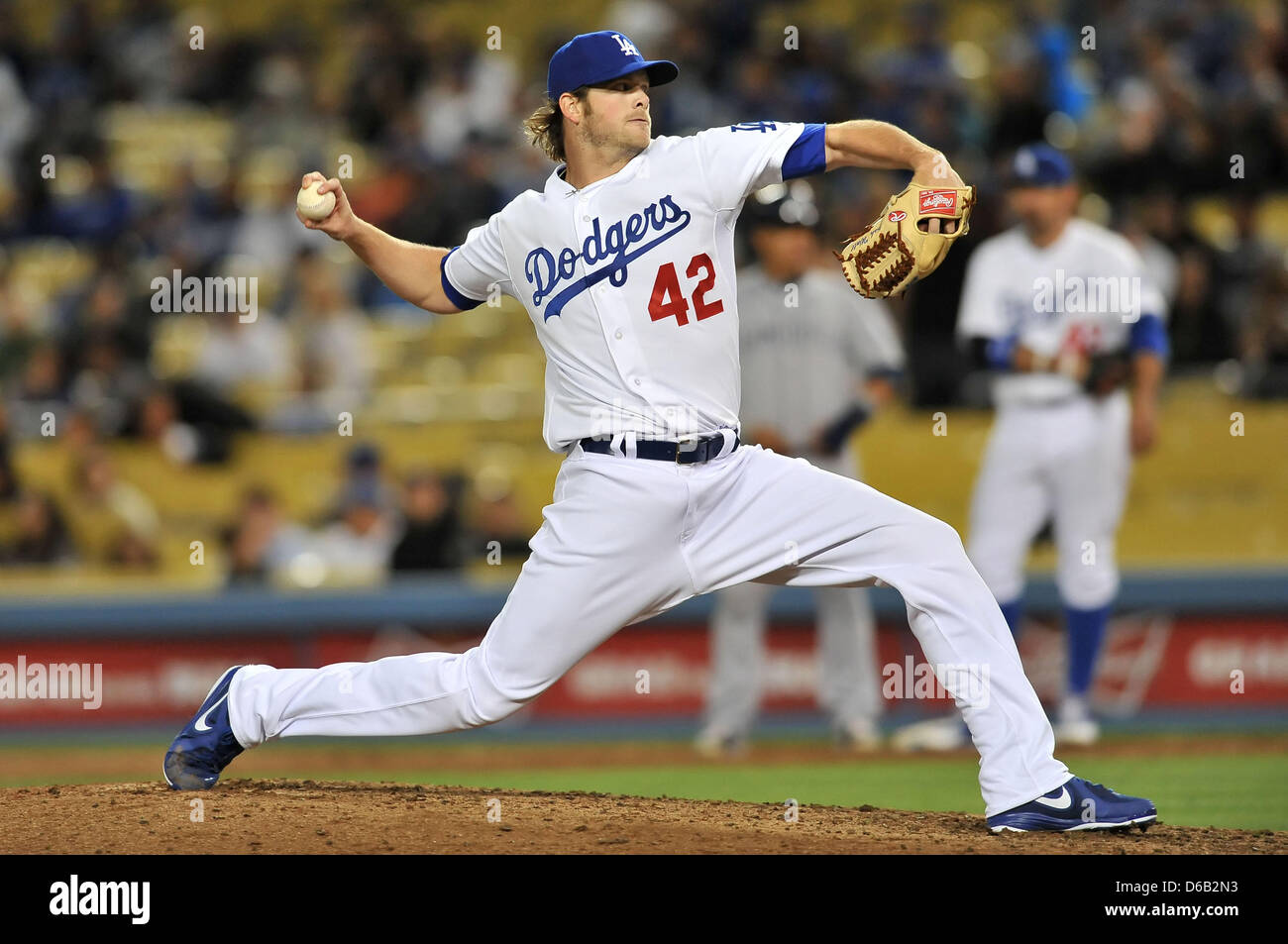 Los Angeles, CA. USA. April 15, 2013 Los Angeles Dodgers pitcher Josh ...