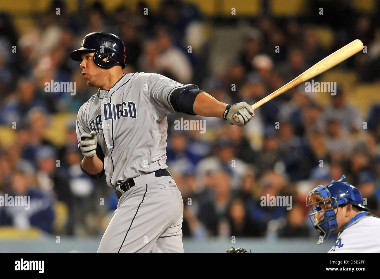 April 15, 2013 Los Angeles, CA.San Diego Padres left fielder Kyle ...