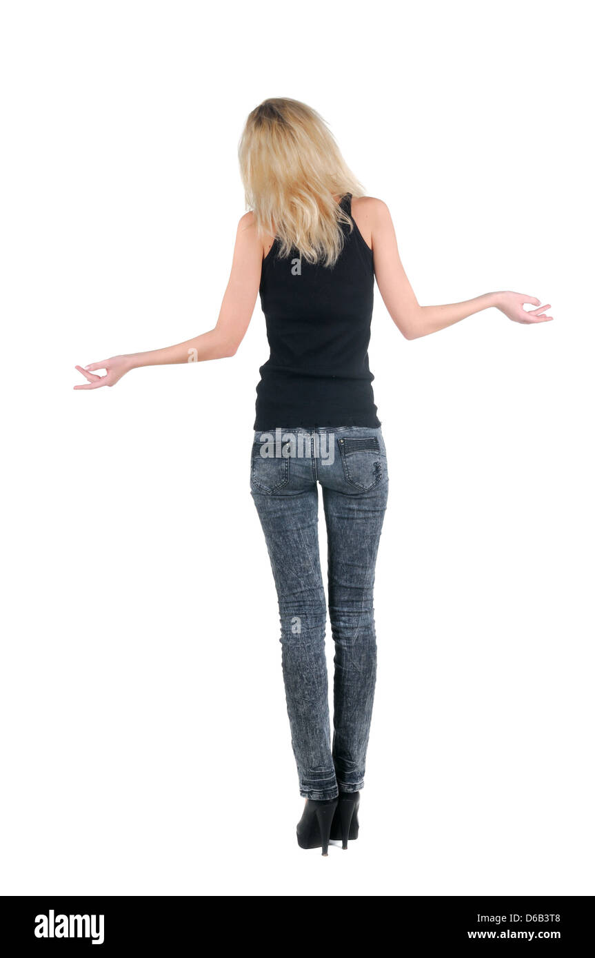 Slim woman backside view isolated Cut Out Stock Images & Pictures - Alamy
