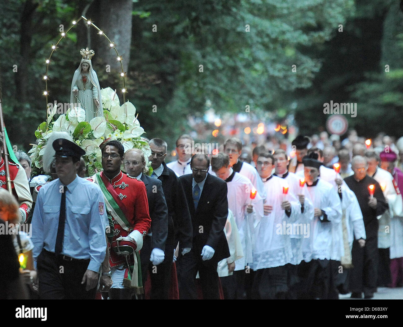 View of a procession on the occasion of the Catholic holiday Assumption ...