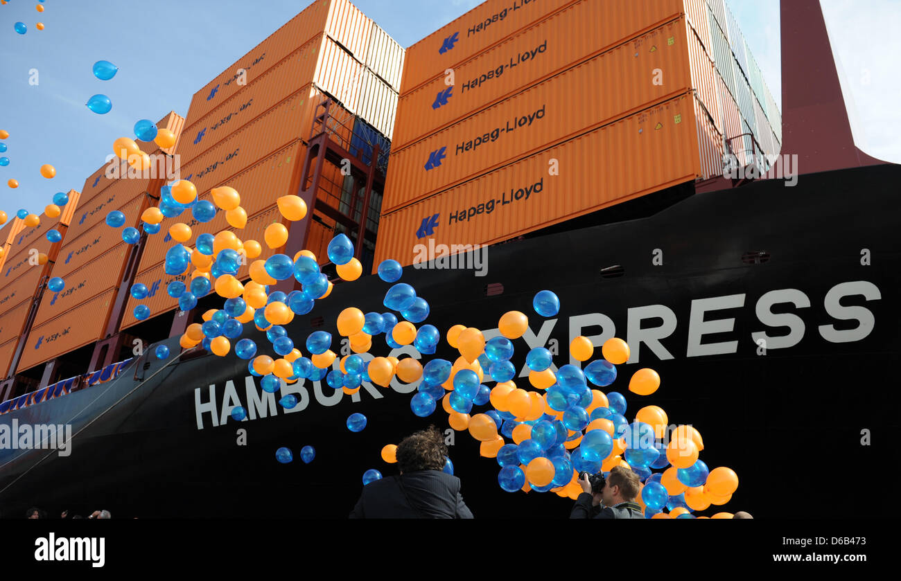 The container ship 'Hamburg Express' is christened at Container ...
