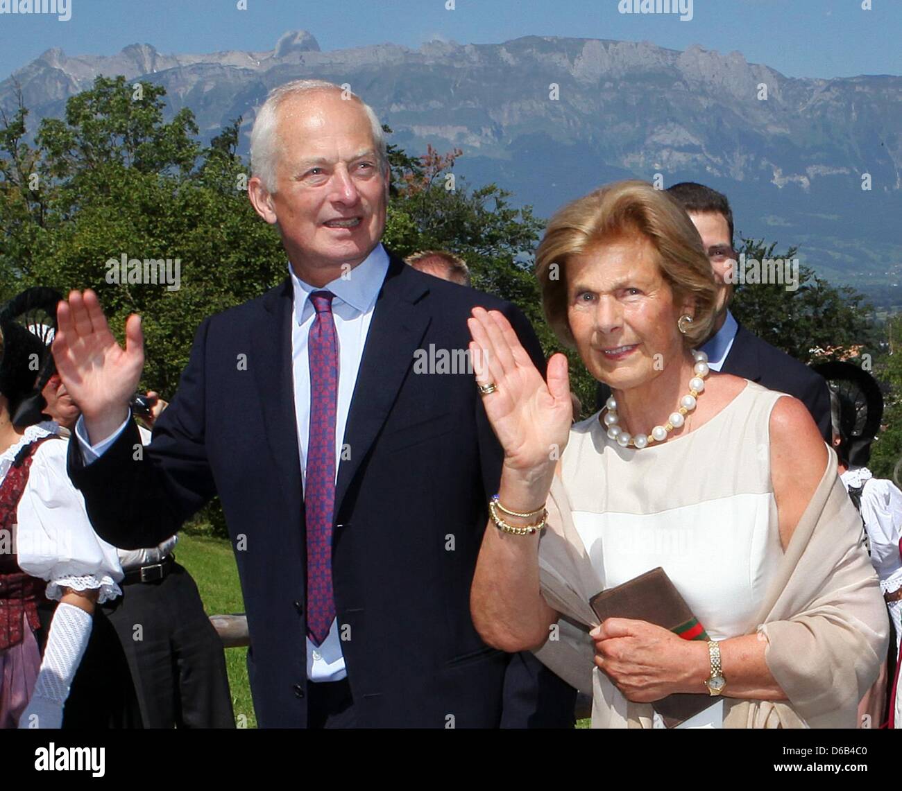 Prince Hans Adam II and Princess Marie attend the celebrations the national day on 15 August ...