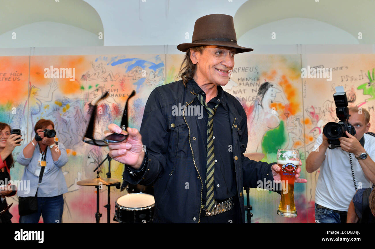 Rock musician Udo Lindenberg posed in his own exhibition during a press ...
