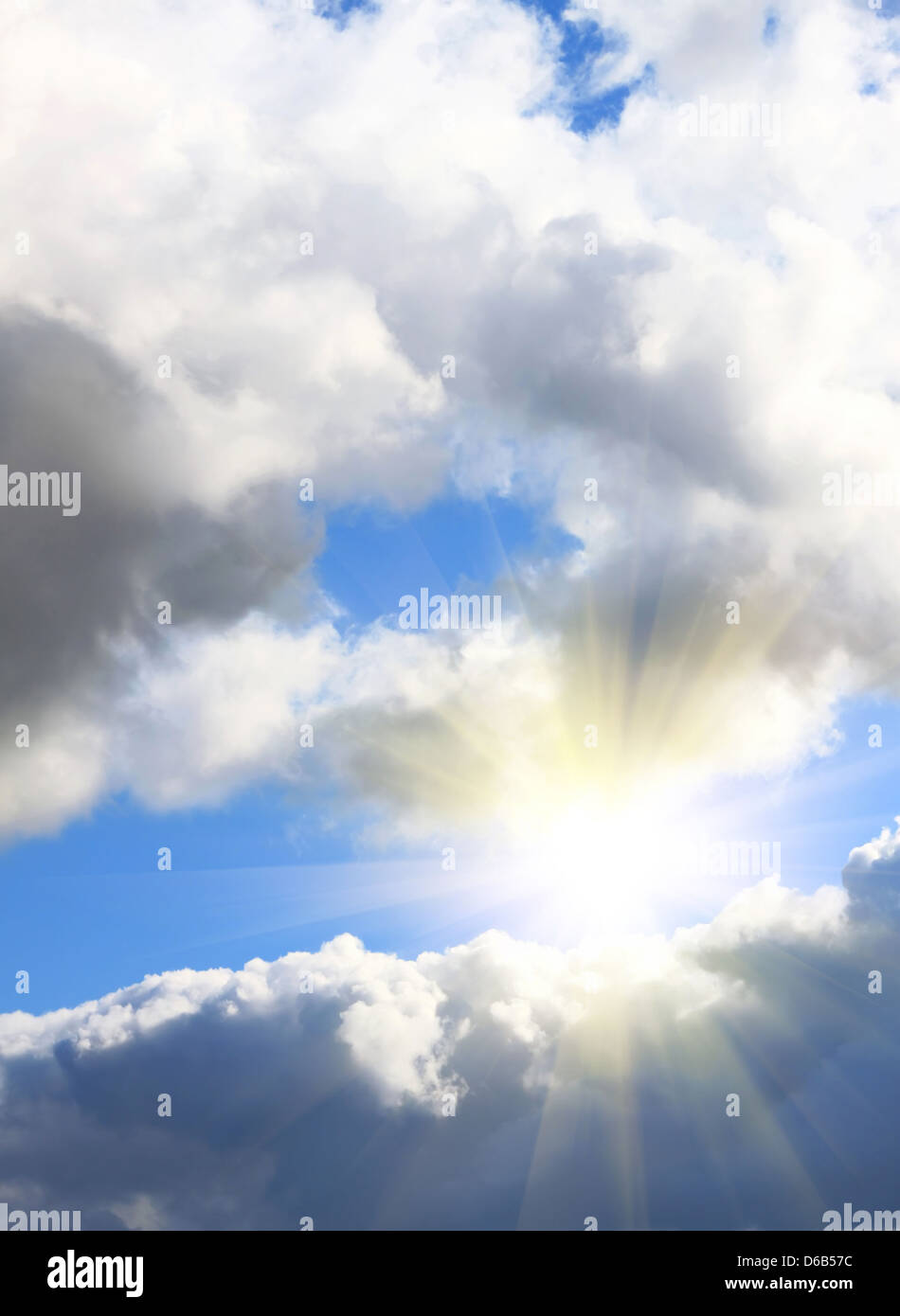 sky background with sun beams Stock Photo - Alamy