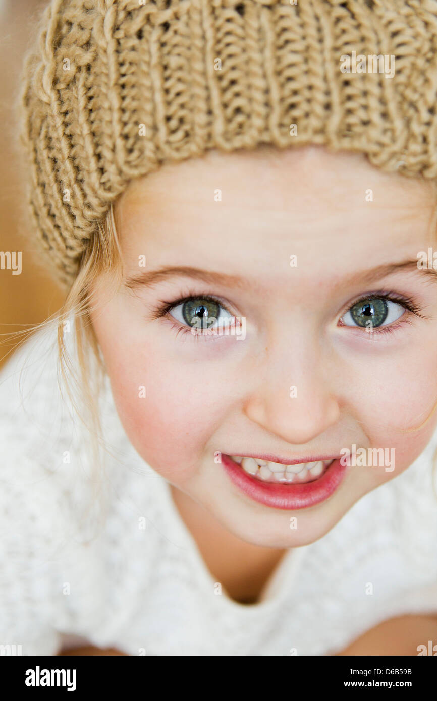 Close up of girls smiling face Stock Photo - Alamy
