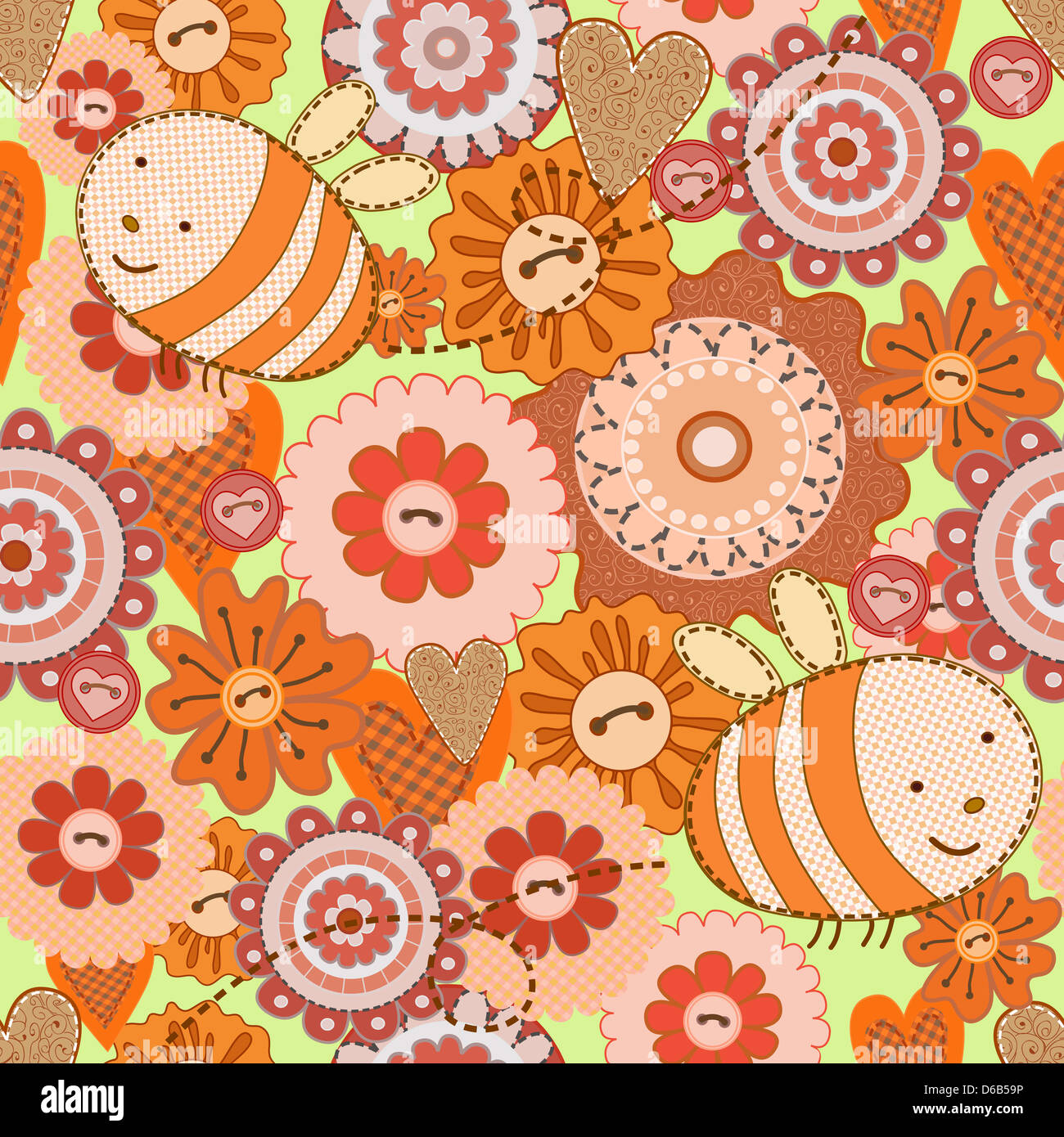 Bee and Flowers. Seamless background Stock Photo - Alamy