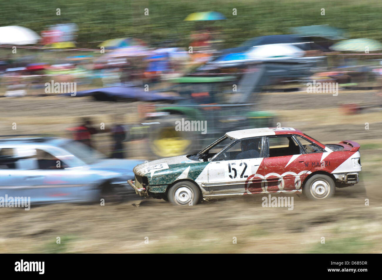 Scrap cars race over a race track in Sielenbach, Germany, 19 August ...