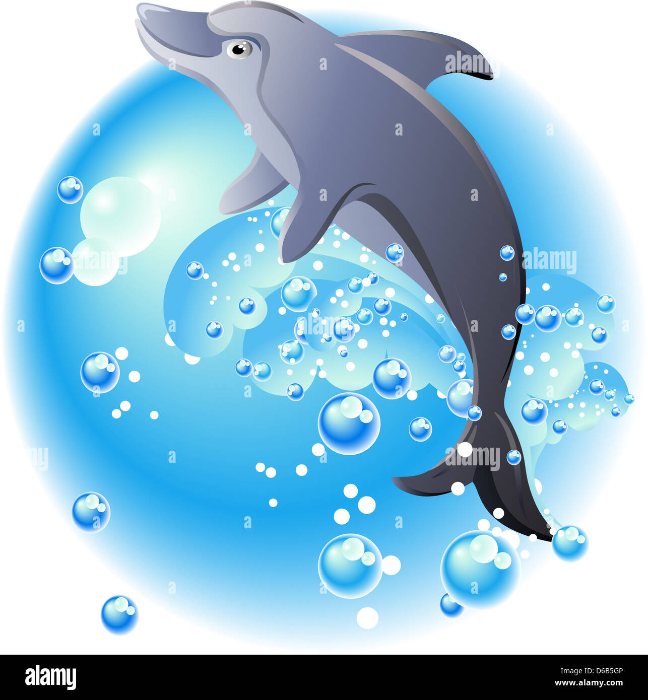 Dolphin, bubbles and blue waves Stock Photo - Alamy