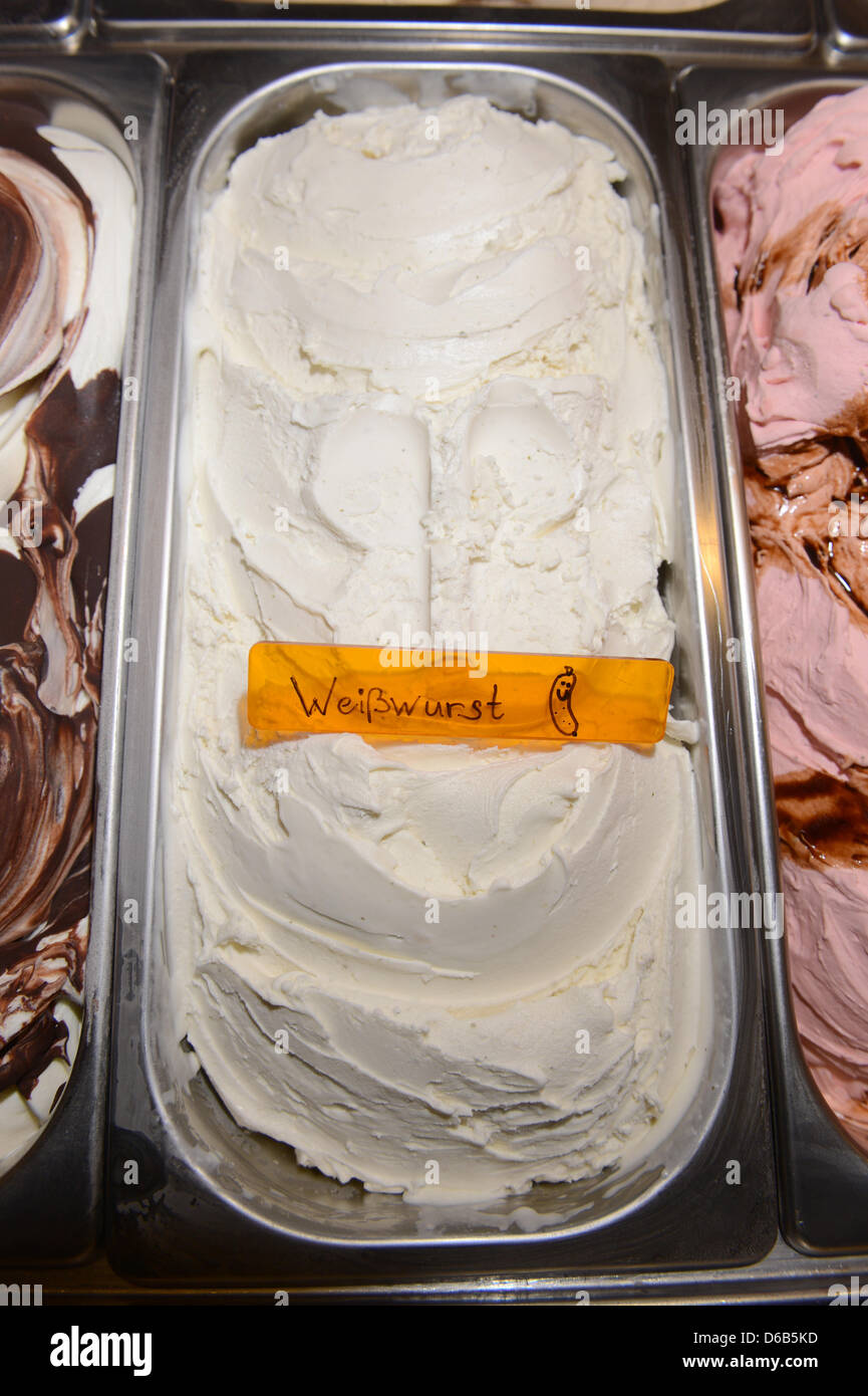 Weisswurst ice-cream is sold at ice-cream parlour 'The mad Ice-Cream ...