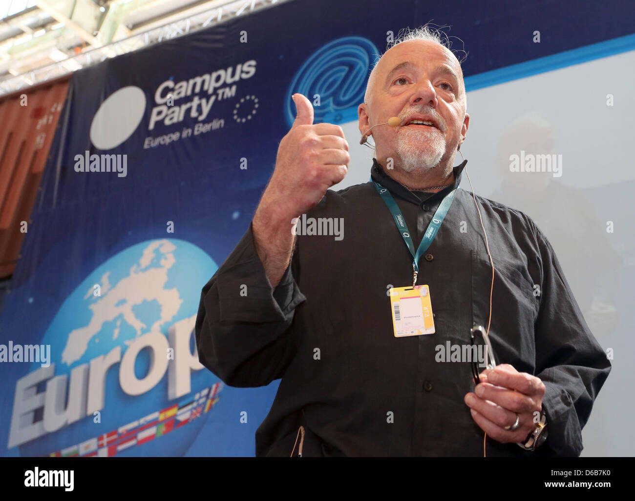 Brazilian author Paulo Coelho talks at the Campus Party Europe in ...