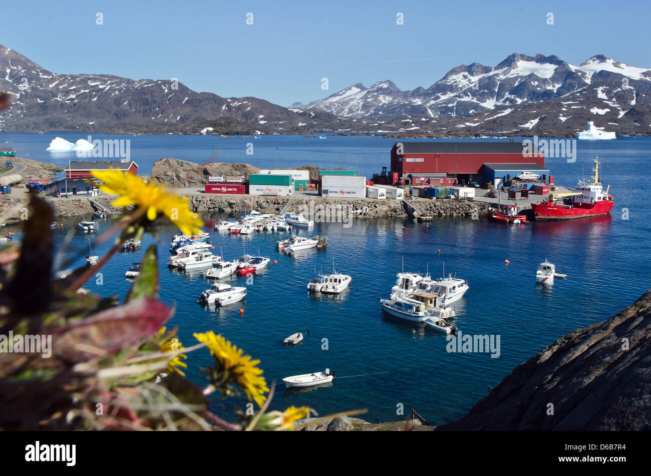 The village and harbor are pictured in Tasiilaq, East Greenland ...