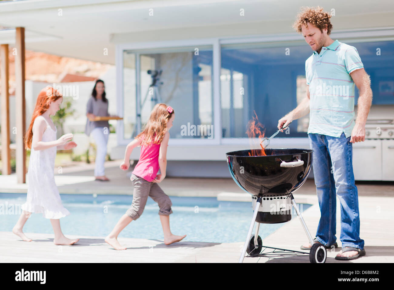 Woman Standing Swimming Pool Day High Resolution Stock Photography and ...