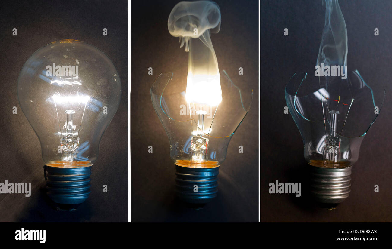 ILLUSTRATION - A composite image shows the filament of a broken 40 W ...