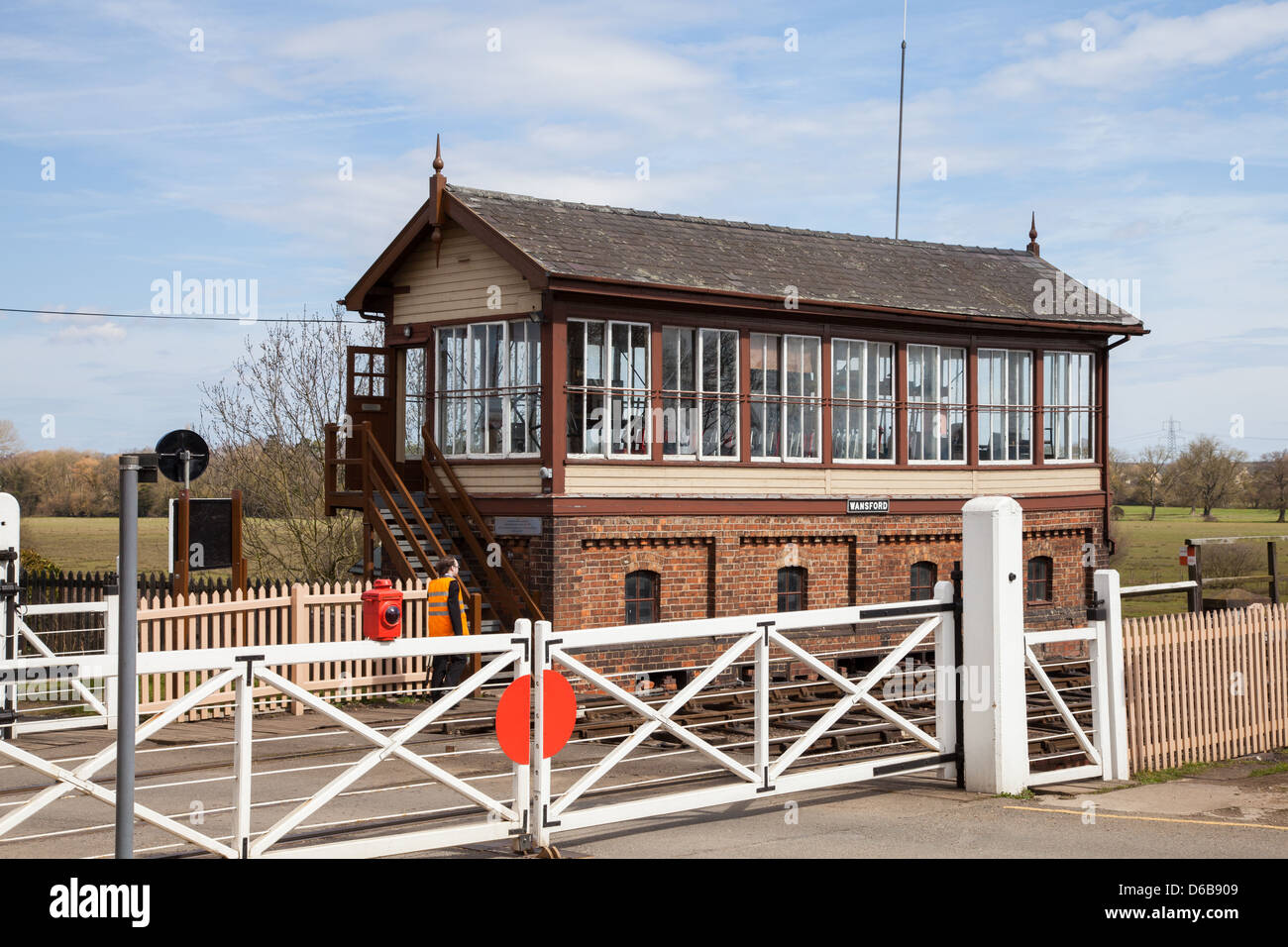 Signal Box and Crossing Gates Closed Stock Photo - Alamy