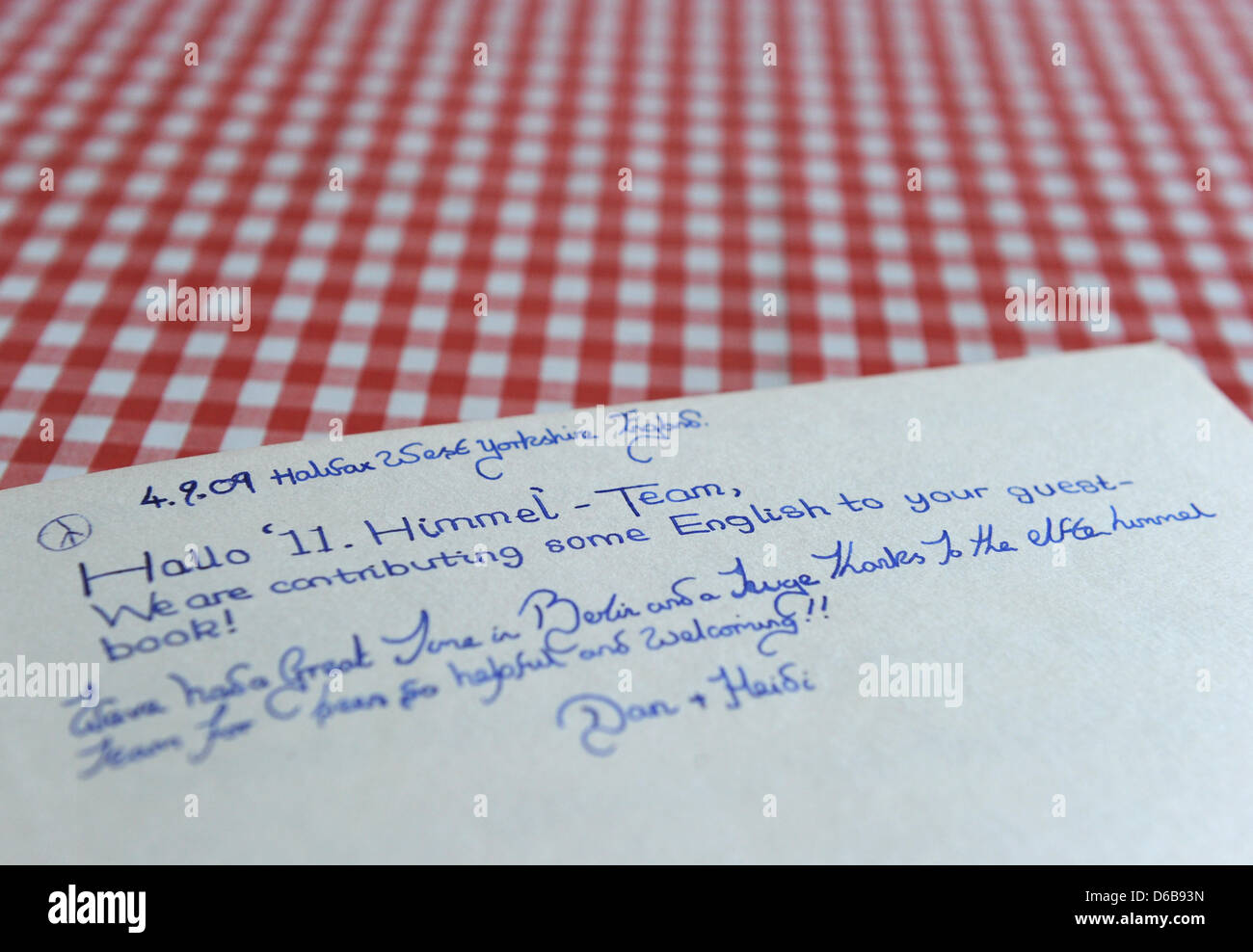 A passage written by a couple from Yorkshire, England, into the guest ...