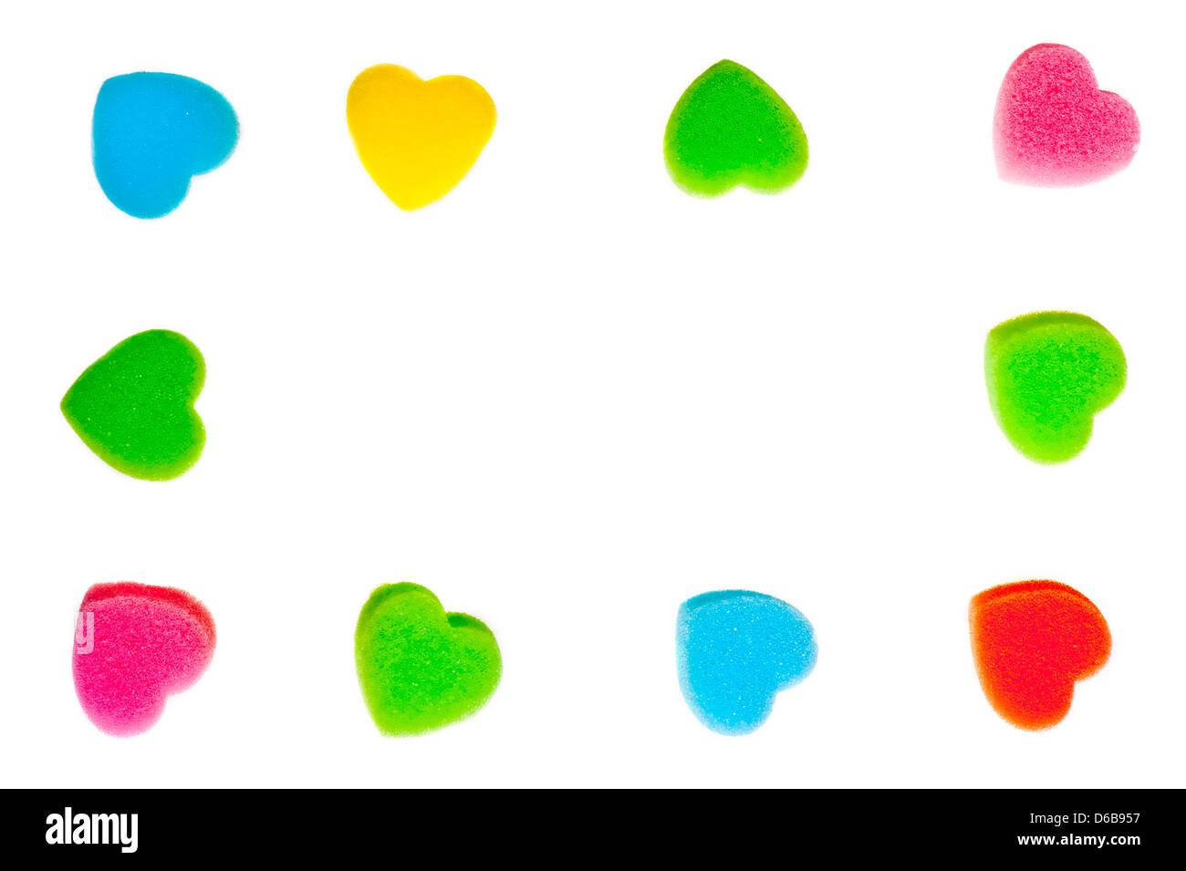 Frame of colorful hearts on a white background Stock Photo - Alamy