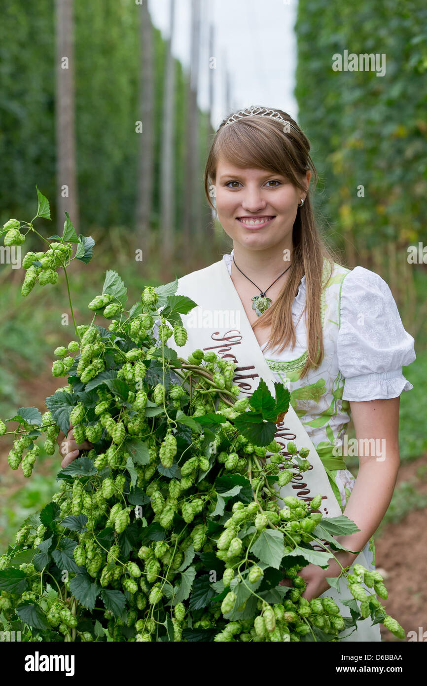Spalt's Hop Queen Karin Heckl is pictured in Mosbach near Spalt ...
